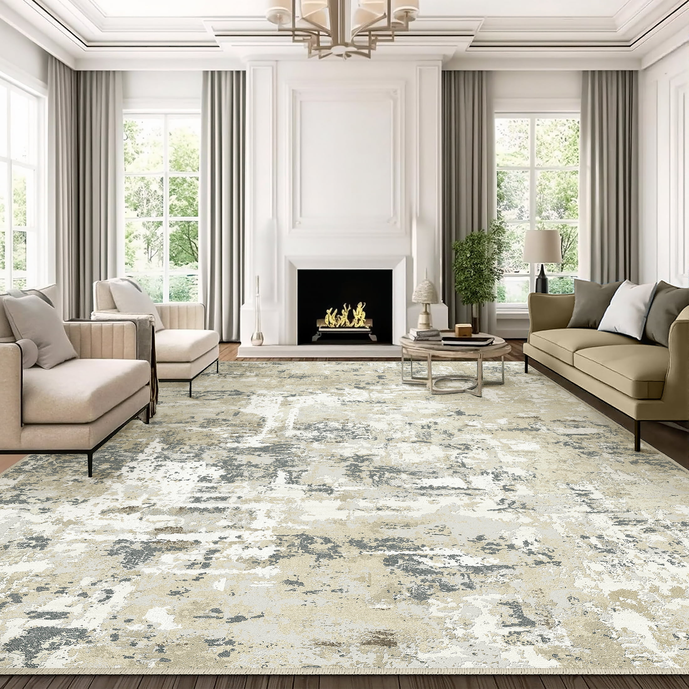 WIPONKEN 8x10 Area Rug for Living Room and Bedroom, Washable Modern ...