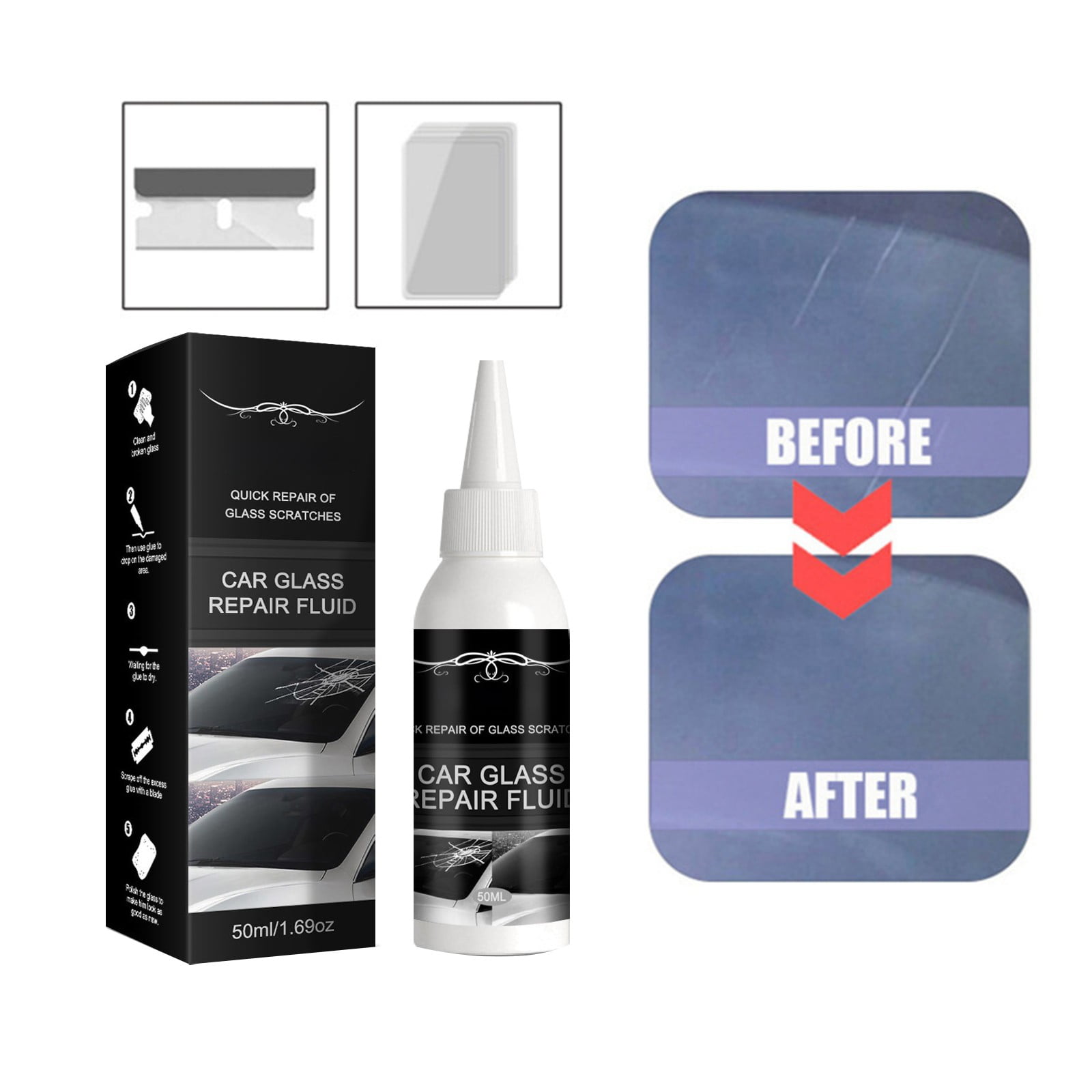 WIQUOKETT Electronics Car Windshield Crack Kit Glass Crack Scratch ...