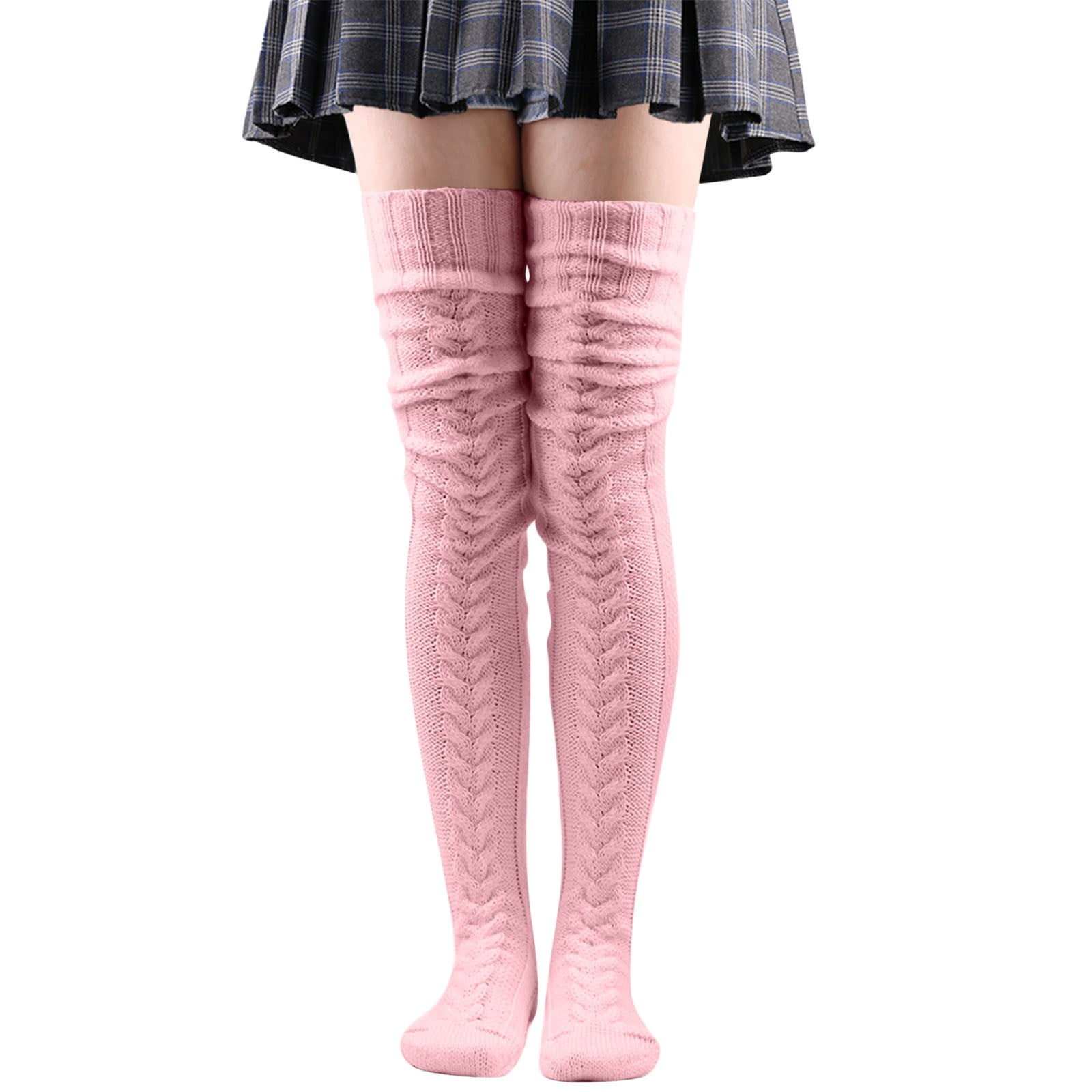 Wiquokett Knit Leg Stocking Thigh Long Warmers Knee Cable Women Boot