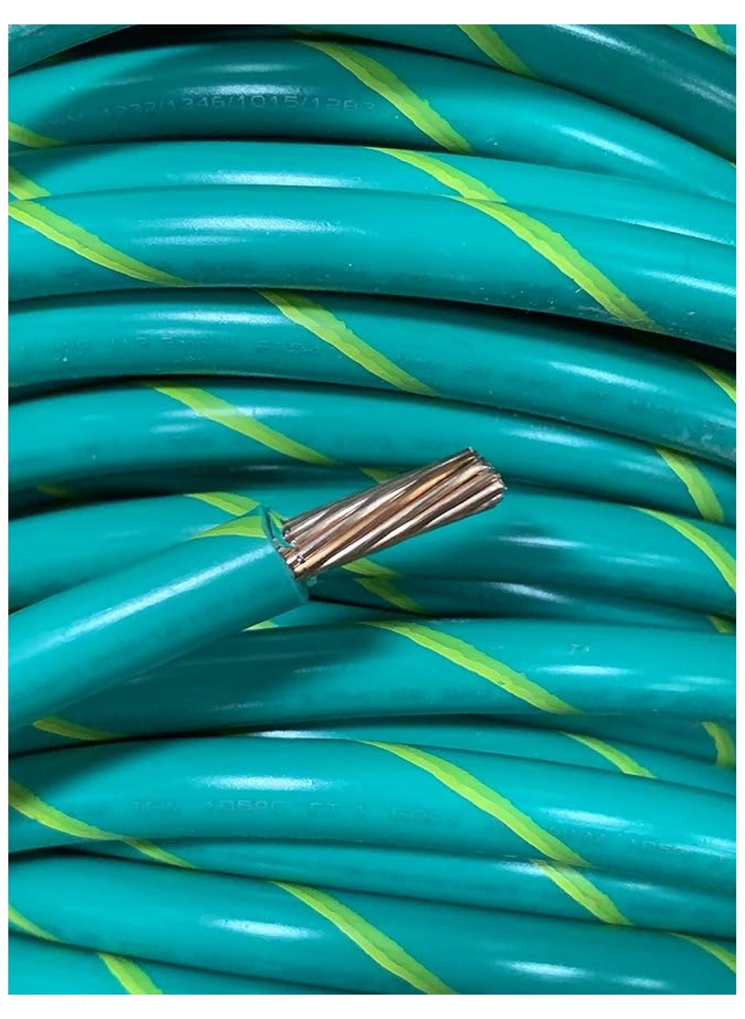WIRE AND SUPPLY MTW 6 AWG GAUGE GREEN/YELLOW STRIPE STRANDED COPPER SGT ...