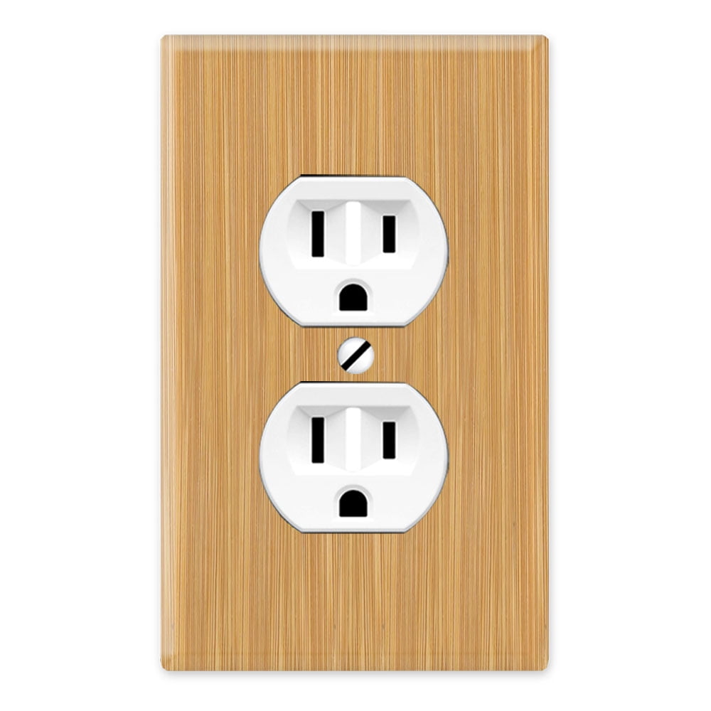 WIRESTER 1-Gang Duplex Outlet Cover Wall Plate, Bamboo Wood Texture ...