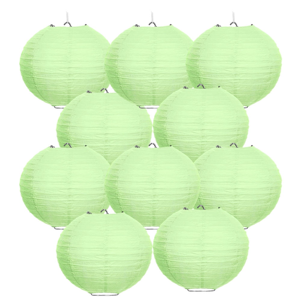 WIRESTER 10pcs Set Light Green 14 inch Hanging Paper Lanterns ...