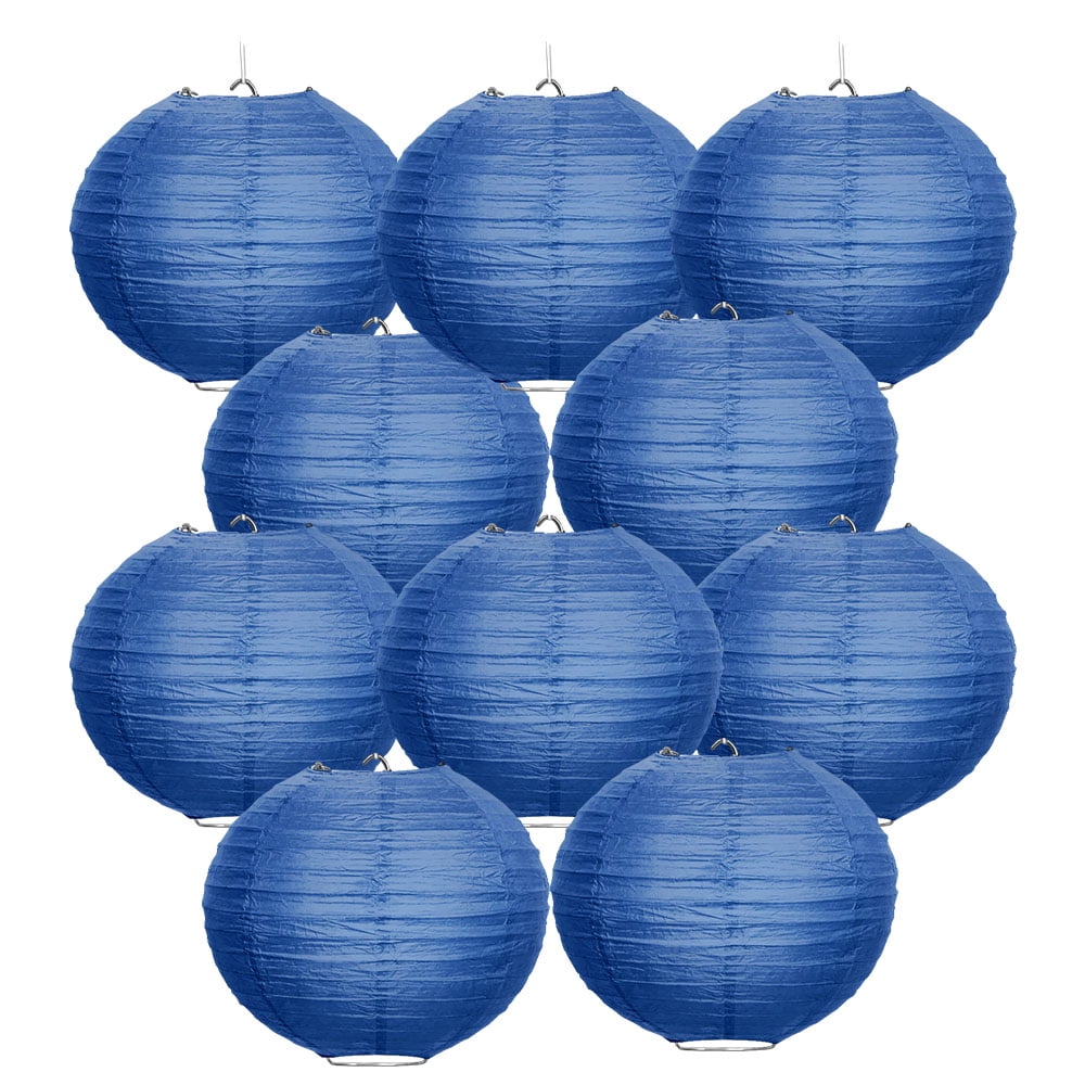 WIRESTER 10pcs Set Royal Blue 14 inch Hanging Paper Lanterns Decorative ...