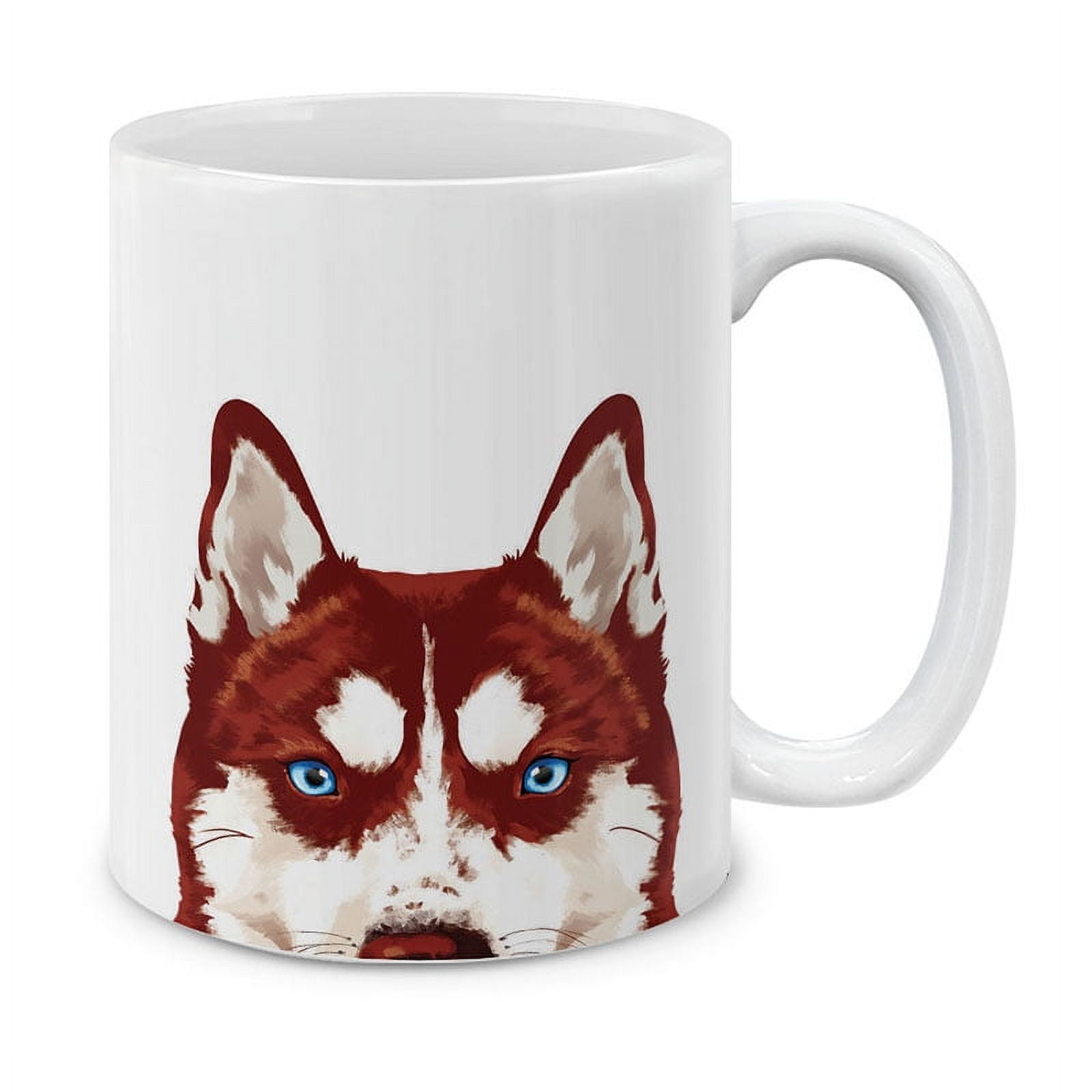 WIRESTER 11 Oz Ceramic Tea Cup Coffee Mug, Red Siberian Husky Dog ...