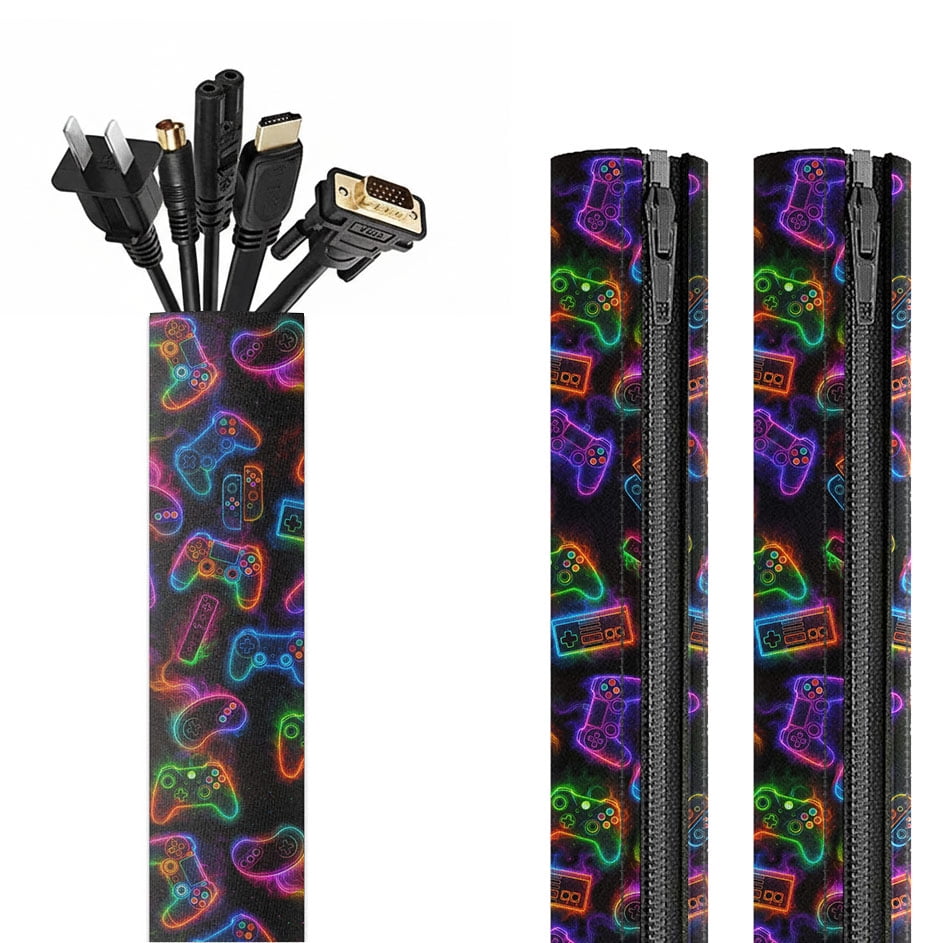 WIRESTER 2 Pack Cable Management Sleeves, 17.7" Zipper Cord Organizer ...