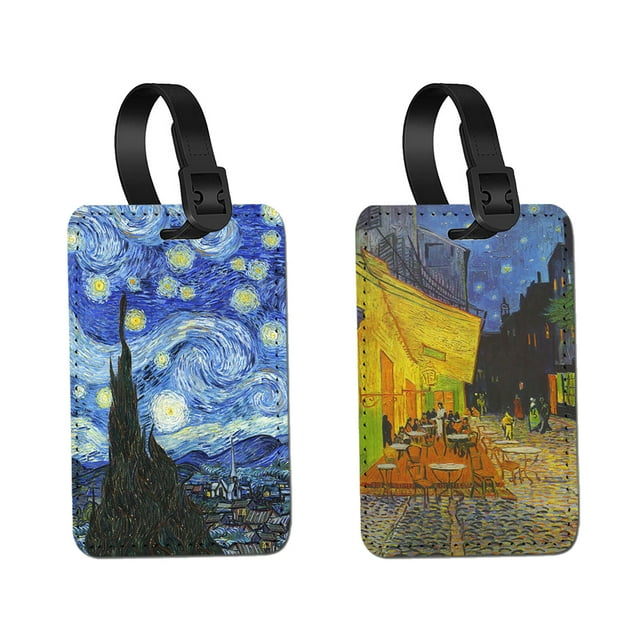 WIRESTER 2pcs Set PU Leather Luggage Tags Privacy Label Flap for Travel Suitcase Baggage - Cafe ...