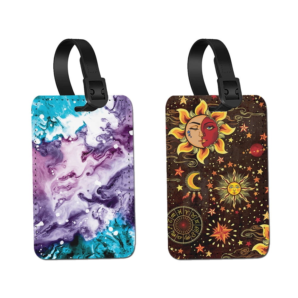 WIRESTER 2pcs Set PU Leather Luggage Tags Privacy Label Flap for Travel Suitcase Baggage ...