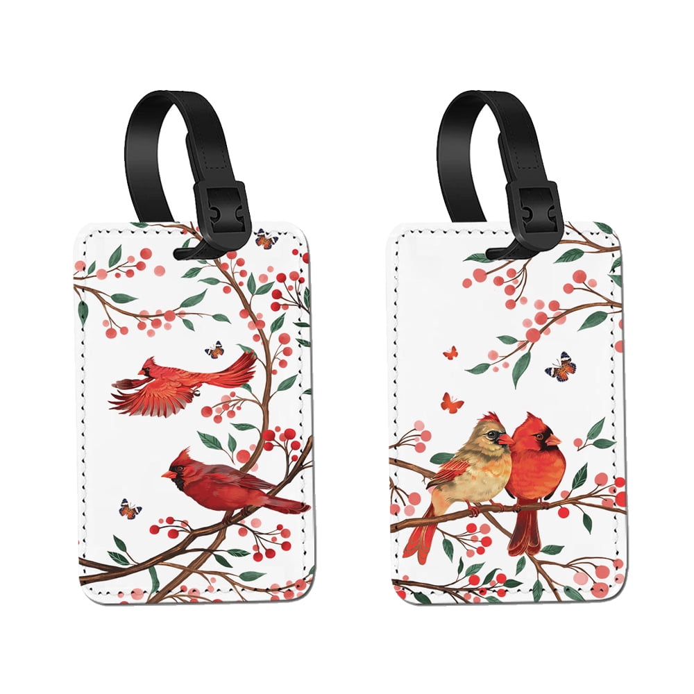 WIRESTER 2pcs Set PU Leather Luggage Tags Privacy Label Flap for Travel Suitcase Baggage - Red ...