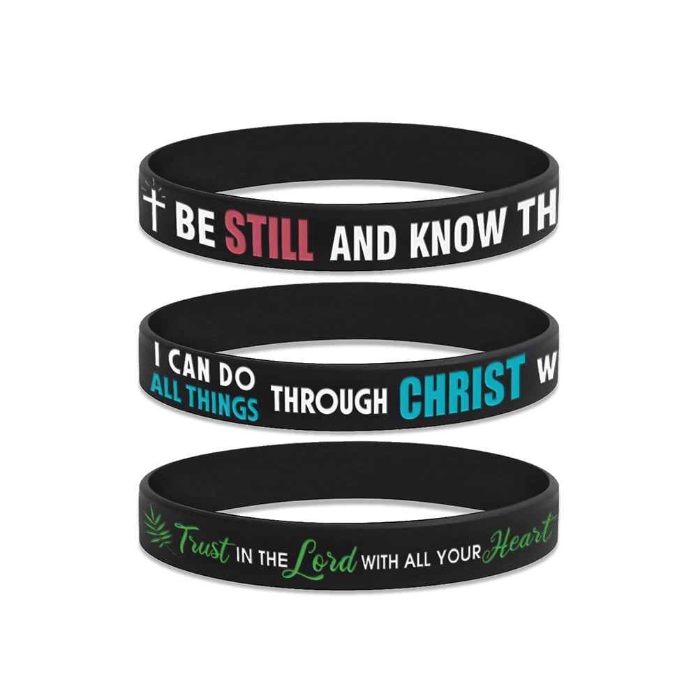 WIRESTER 3pcs Set Bible Verses Silicone Bracelet Bangle Christian ...