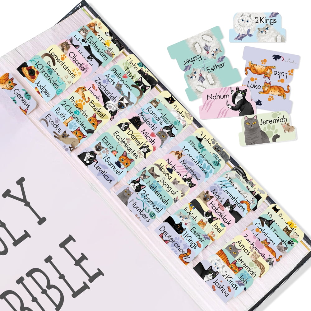 WIRESTER 80 Tabs, Cats, Laminated Bible Tabs for Women and Men, Bible ...