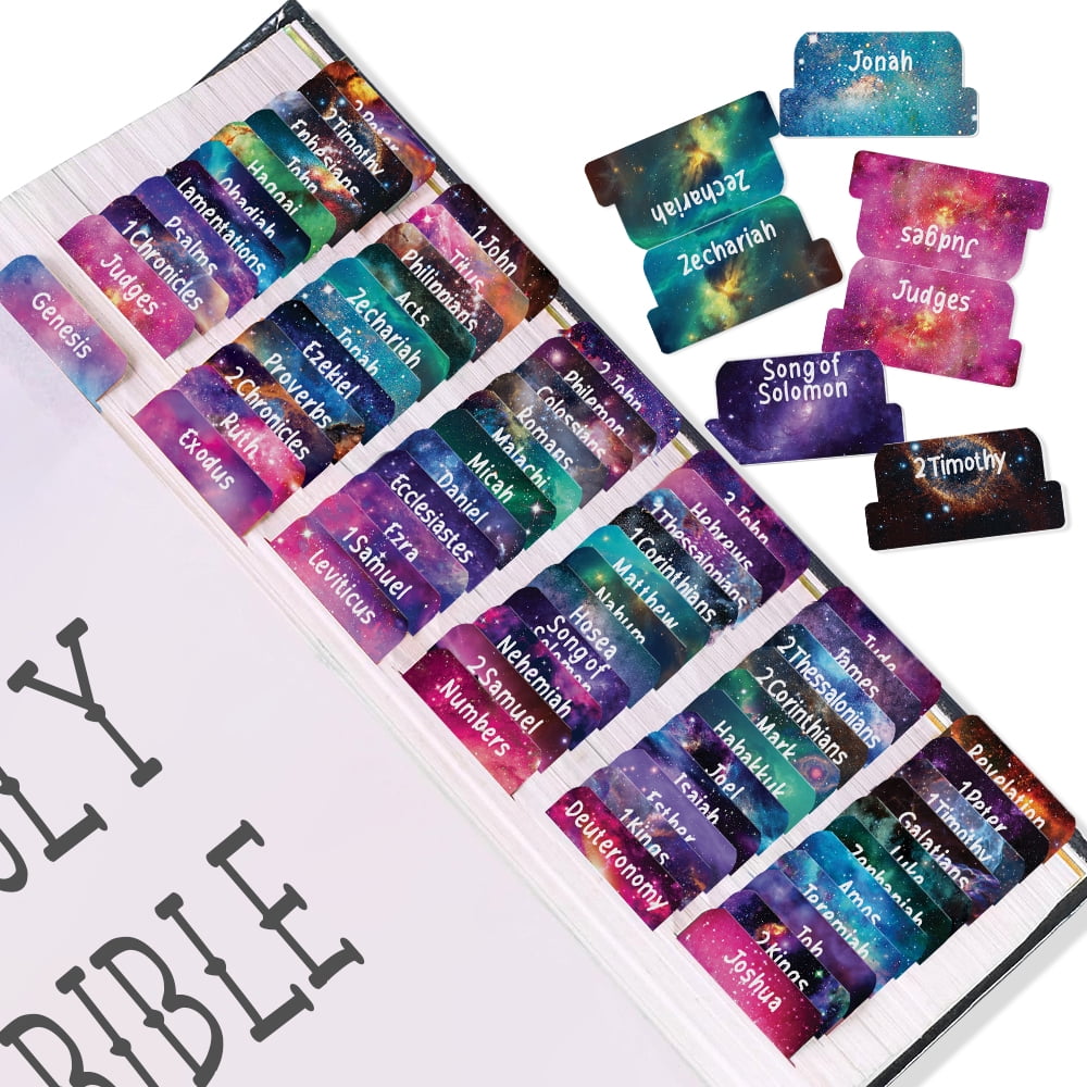 WIRESTER 80 Tabs, Galaxy, Laminated Bible Tabs for Women and Men, Bible ...
