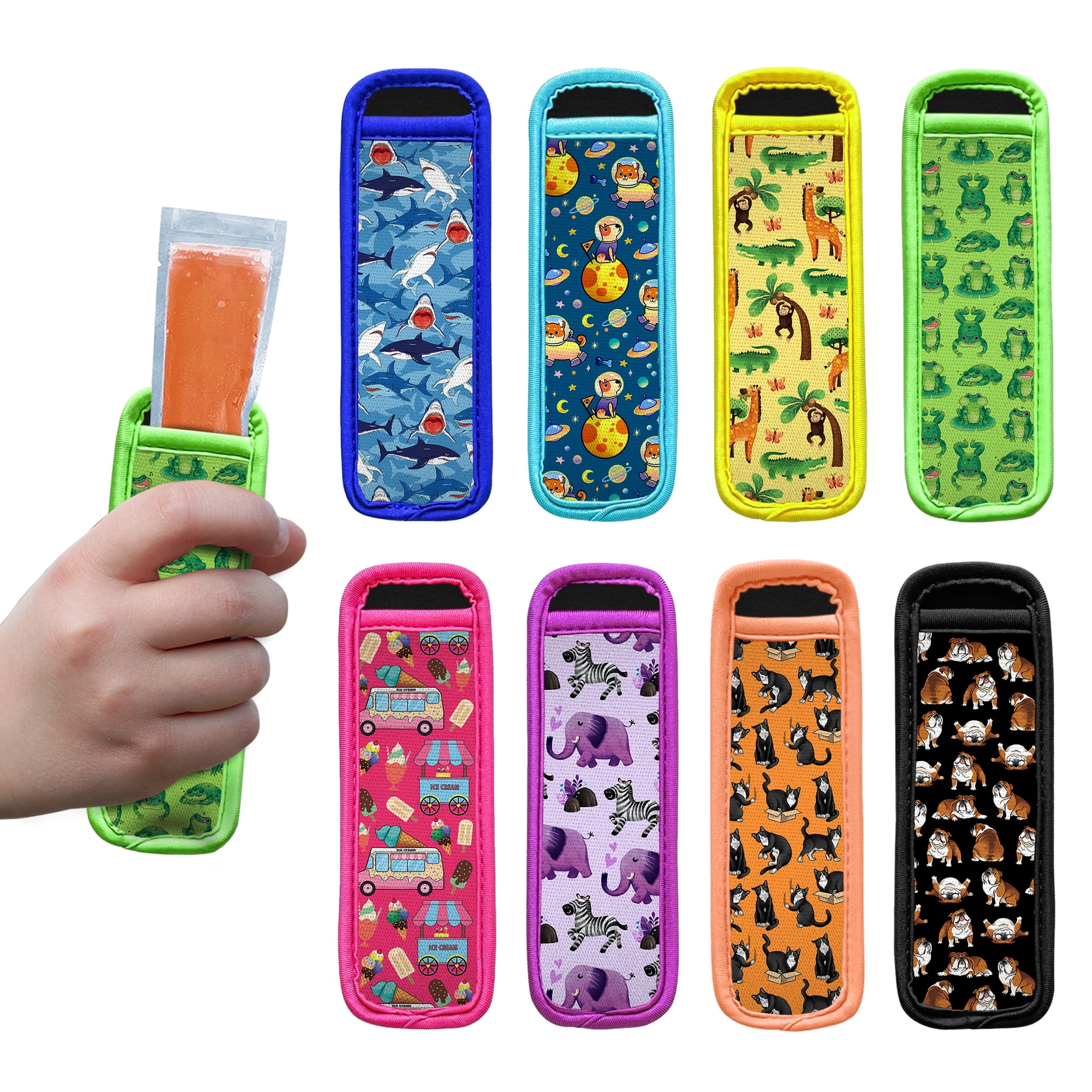 WIRESTER 8pcs Set Popsicle Holder Bags, Neoprene Popsicle Holder, Ice ...