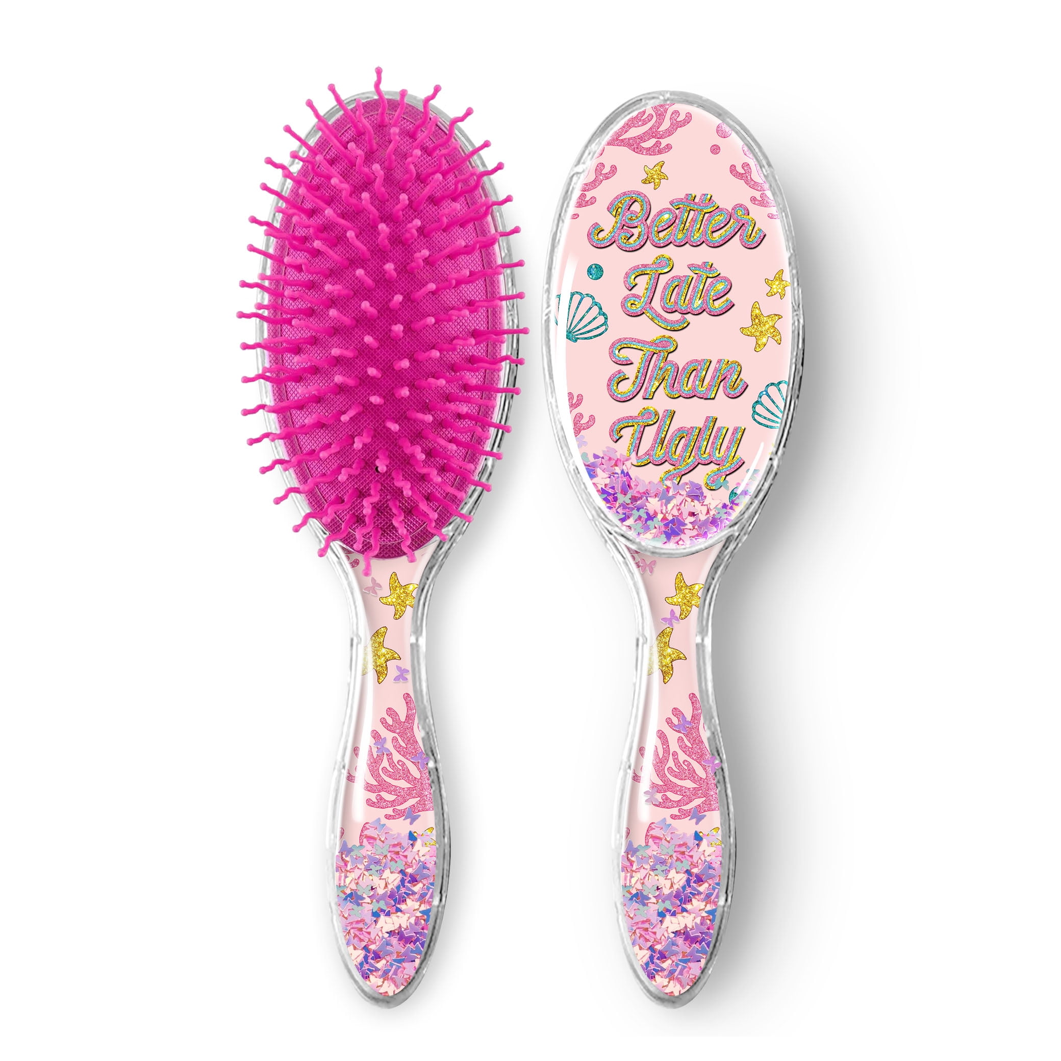 WIRESTER Confetti Glitter Detangling Oval Shaped Hair Brush With Long ...