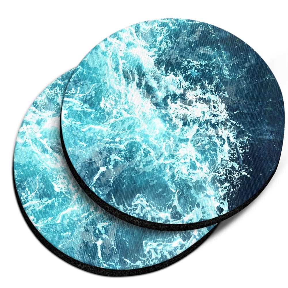 WIRESTER Round Neoprene Car Coaster for Drinks, Set of 2pcs, Blue Ocean ...