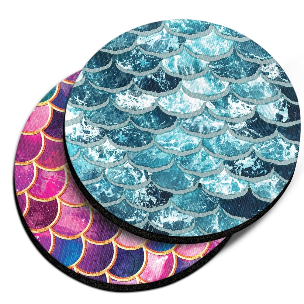 WIRESTER Round Neoprene Car Coaster for Drinks, Set of 2pcs, Mermaid ...