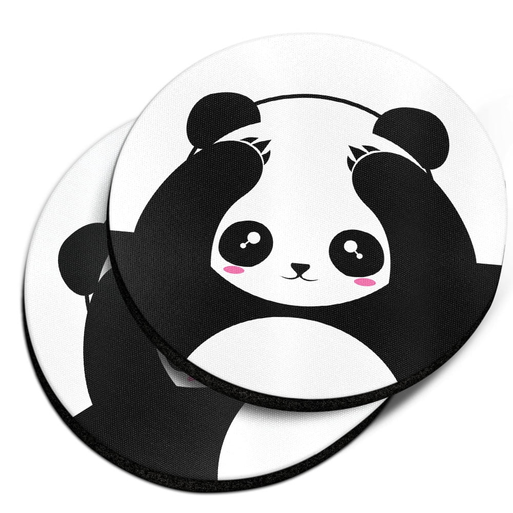 WIRESTER Round Neoprene Car Coaster for Drinks, Set of 2pcs, Panda Bear ...