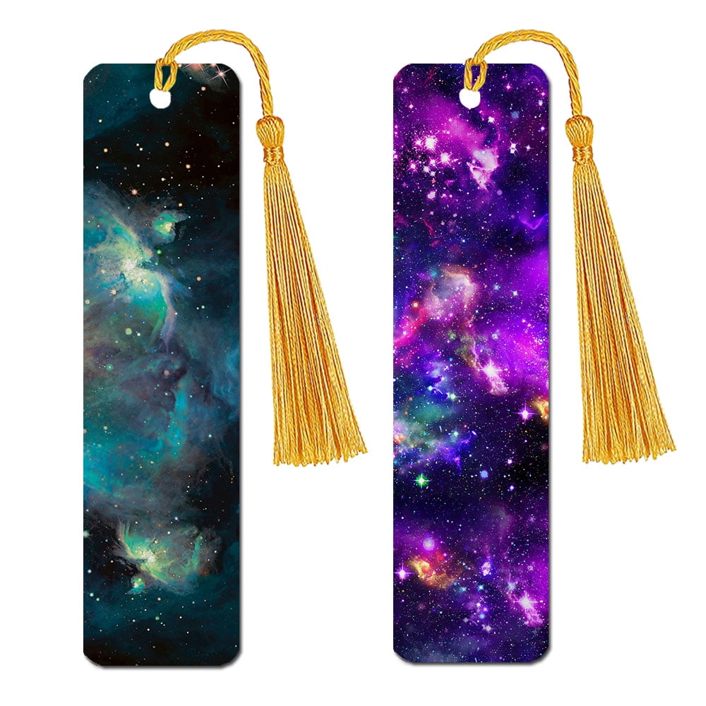 WIRESTER Set 2pcs Rectangle Metal Bookmarks With Light Gold Tassels for ...