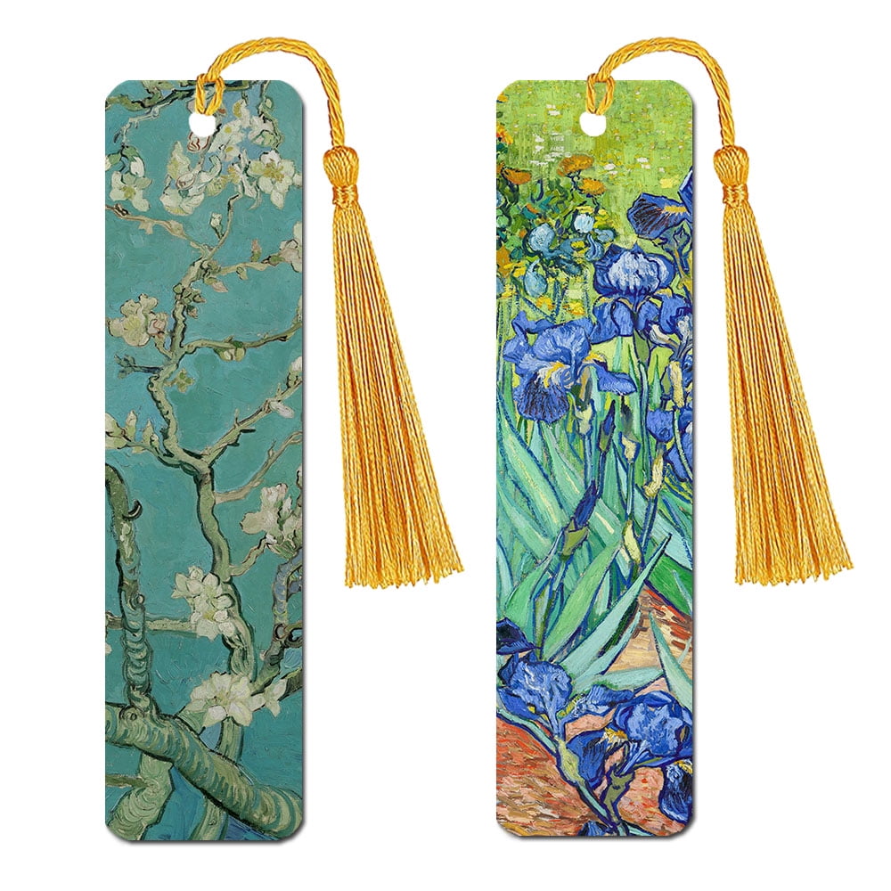WIRESTER Set 2pcs Rectangle Metal Bookmarks With Light Gold Tassels for ...