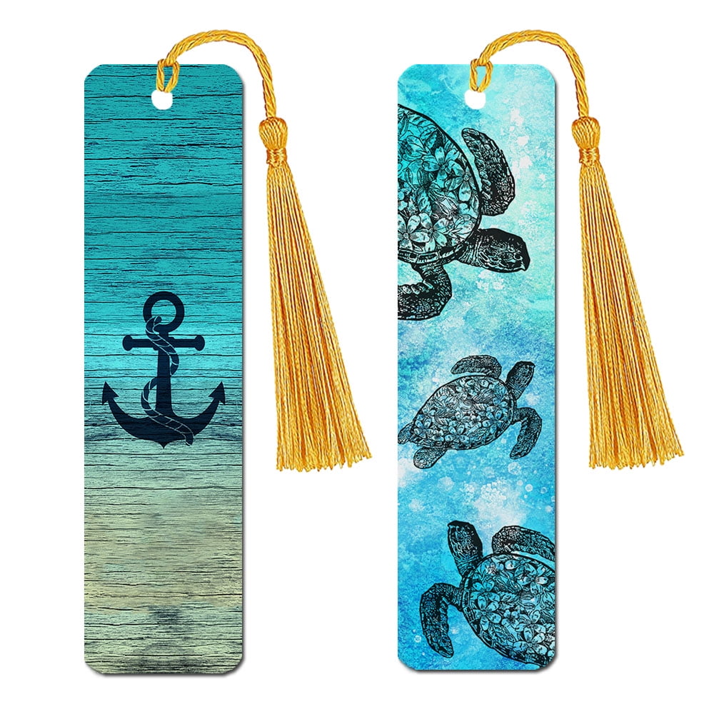 WIRESTER Set 2pcs Rectangle Metal Bookmarks With Light Gold Tassels for ...