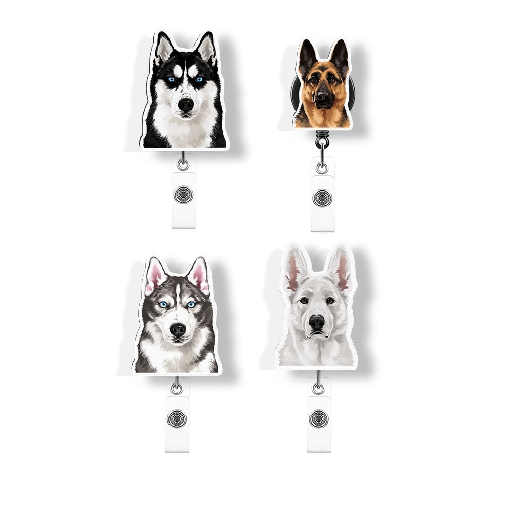 WIRESTER Set 4pcs Acrylic Key Card Holder Belt Clip Reel Id Badge ...