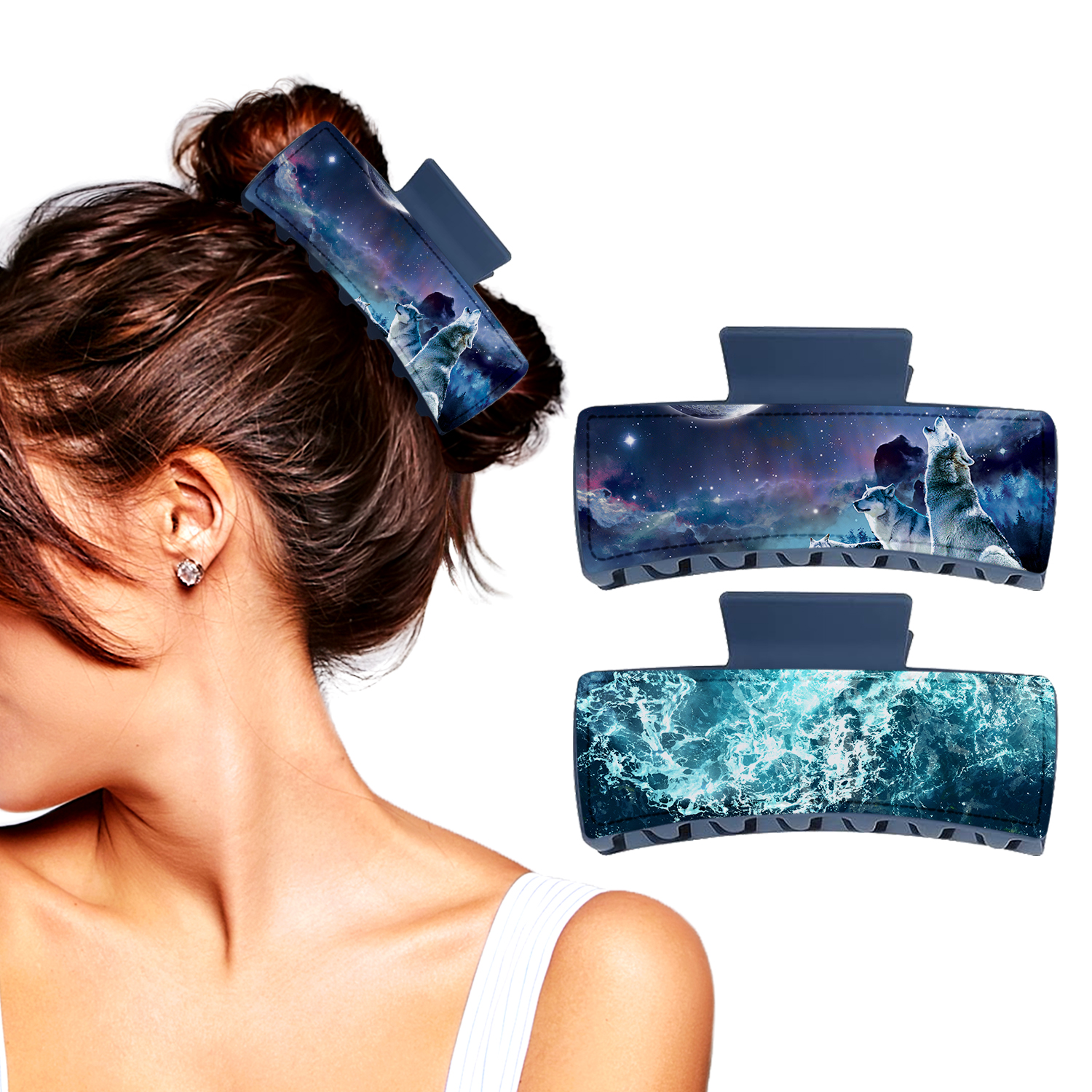 WIRESTER Set of 2pcs 4.13" Highland Cattle Hair Claw Clips For Women ...