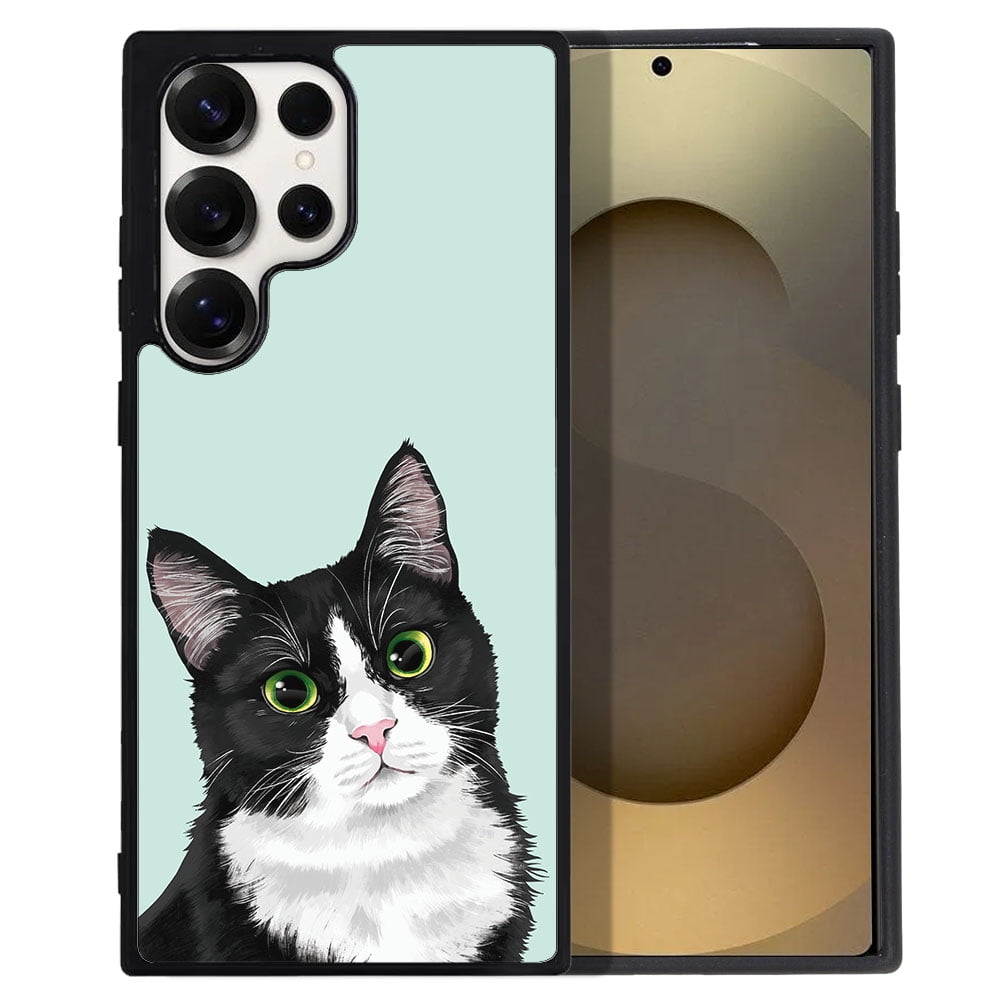 WIRESTER Shockproof Soft Rubber Cover Case for Samsung Galaxy S25 Ultra 6.8" 2025, Black White ...