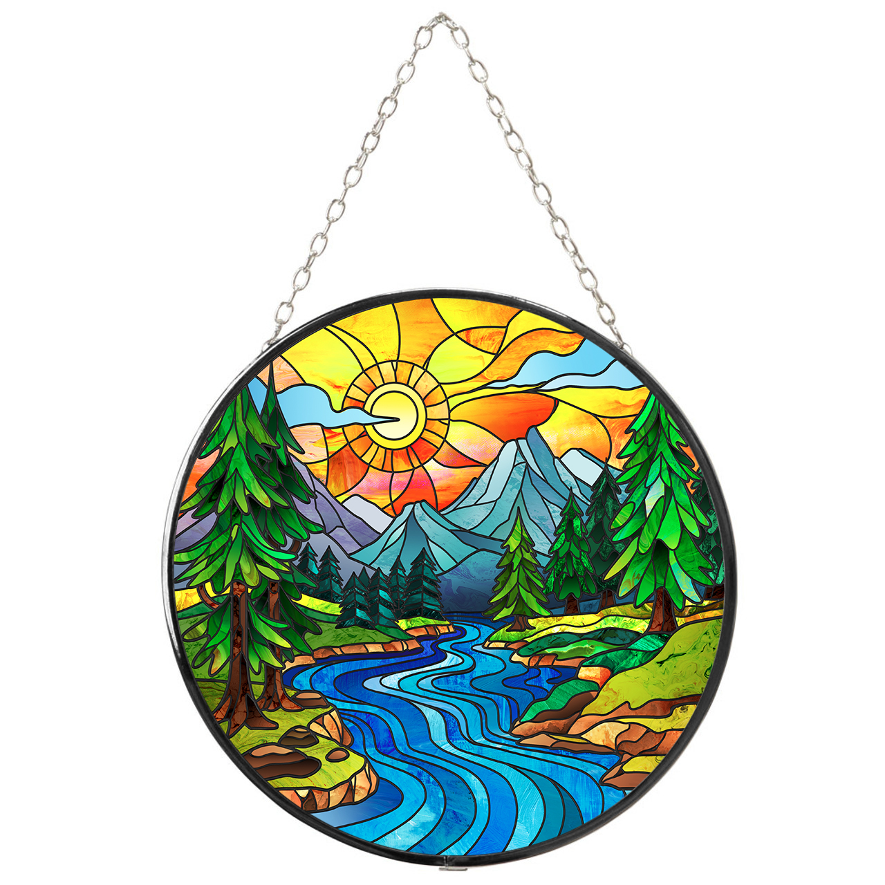 WIRESTER Stained Glass Window Suncatcher Décor 6 inch, Colorful ...