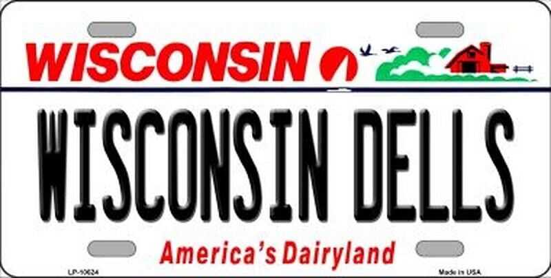 WISCONSIN DELLS METAL NOVELTY LICENSE PLATE TAG - Aluminum ( 12 inch x ...