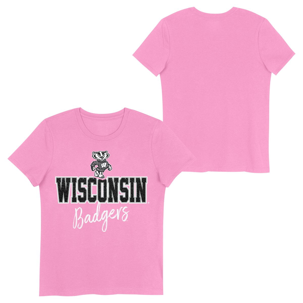 WISCONSIN Girls Pink Color Cotton SS TEE BW Team Name OPP - Walmart.com