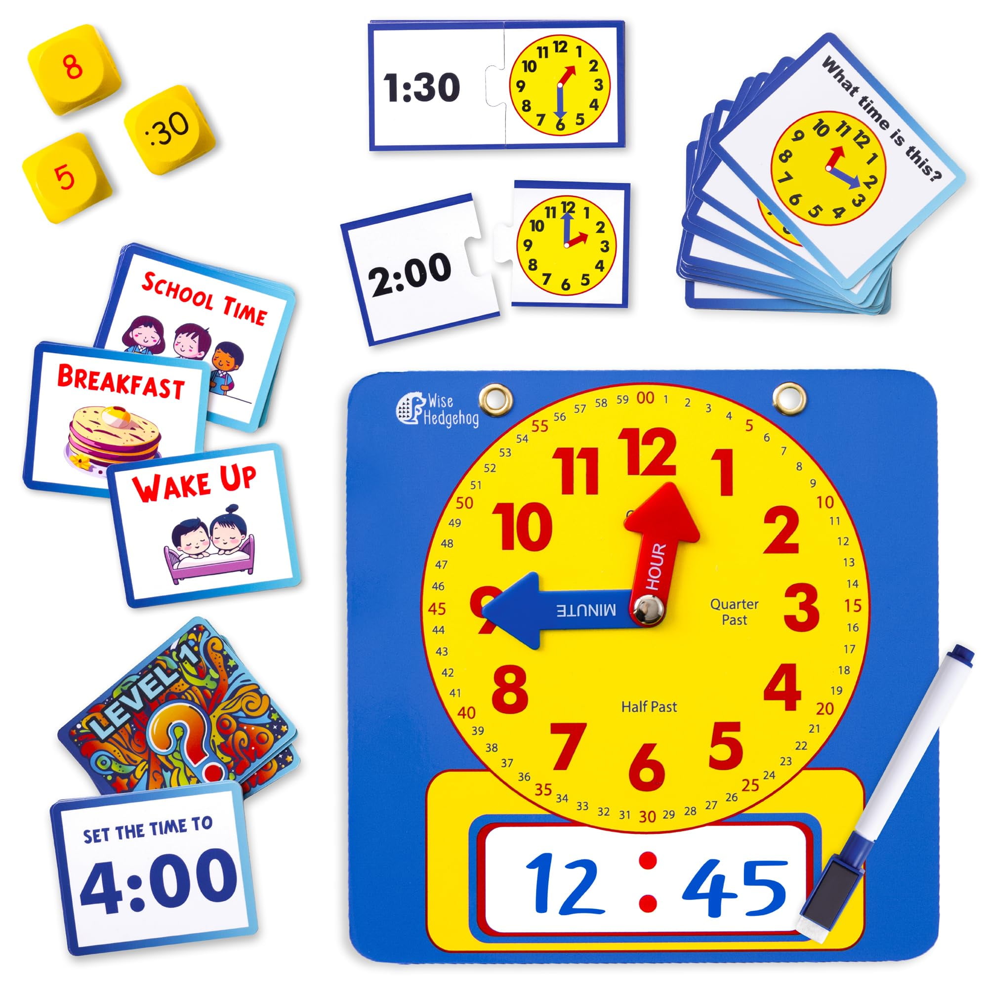 WISE HEDGEHOG Kids Learning OIF8 Time Activity Game Set, 53 Piece Set ...