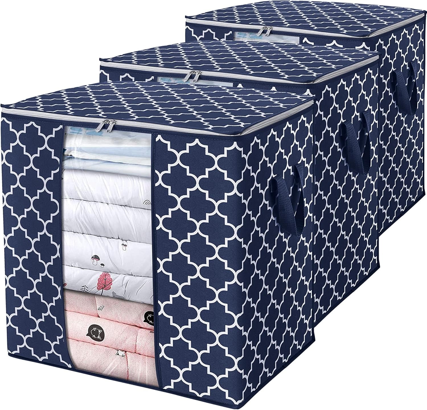 WISELIFE Storage Bags [3 Pack/100L] Large Blanket Clothes Organization ...