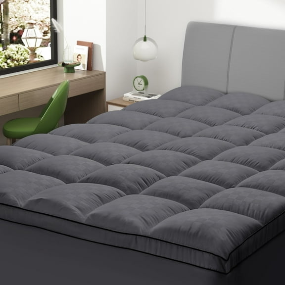 Mainstays 100% Polyester Extra Thick Mattress Pad, White, Full ...