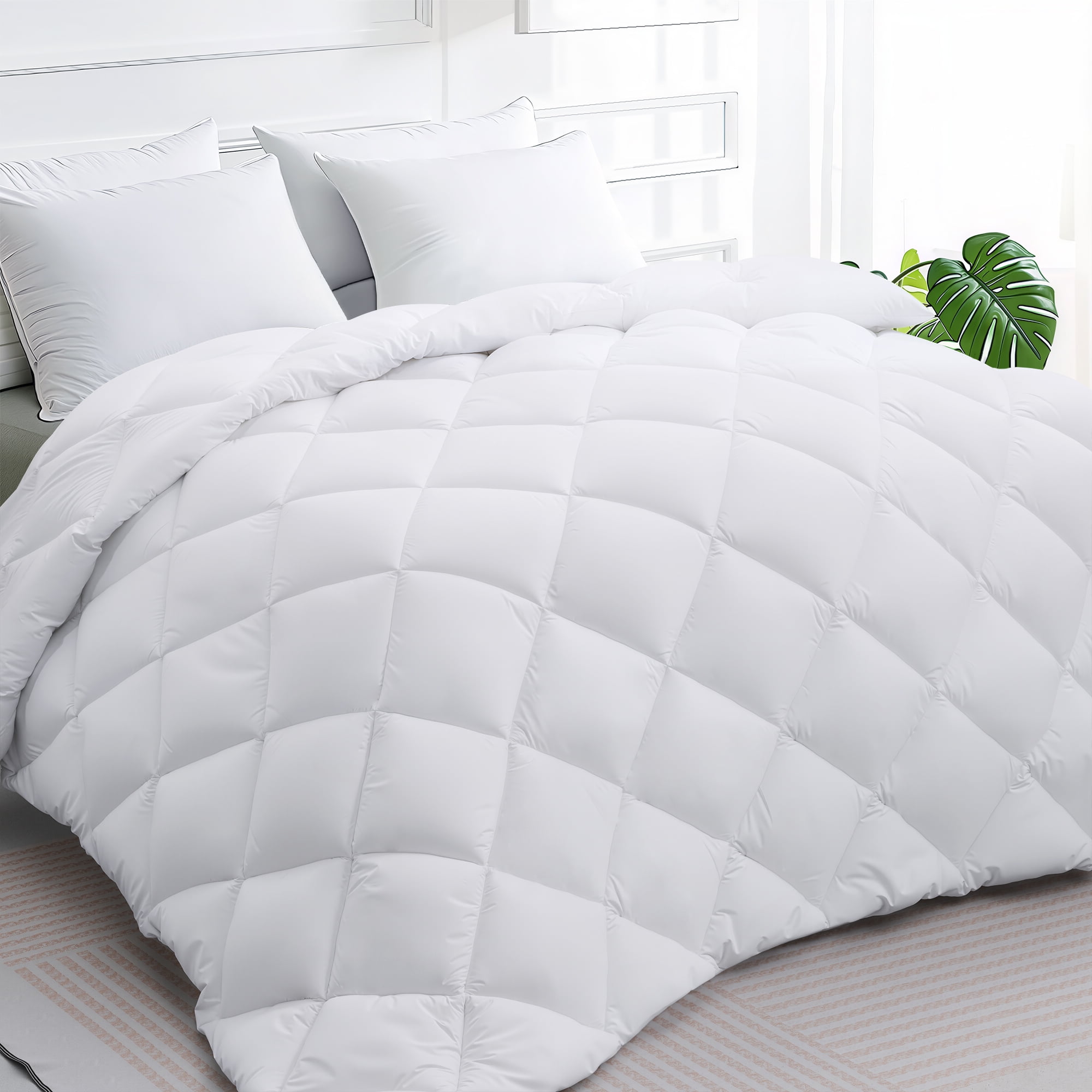 WISHEAD Comforter Twin Size All Season Soft Quilted Down Alternative ...