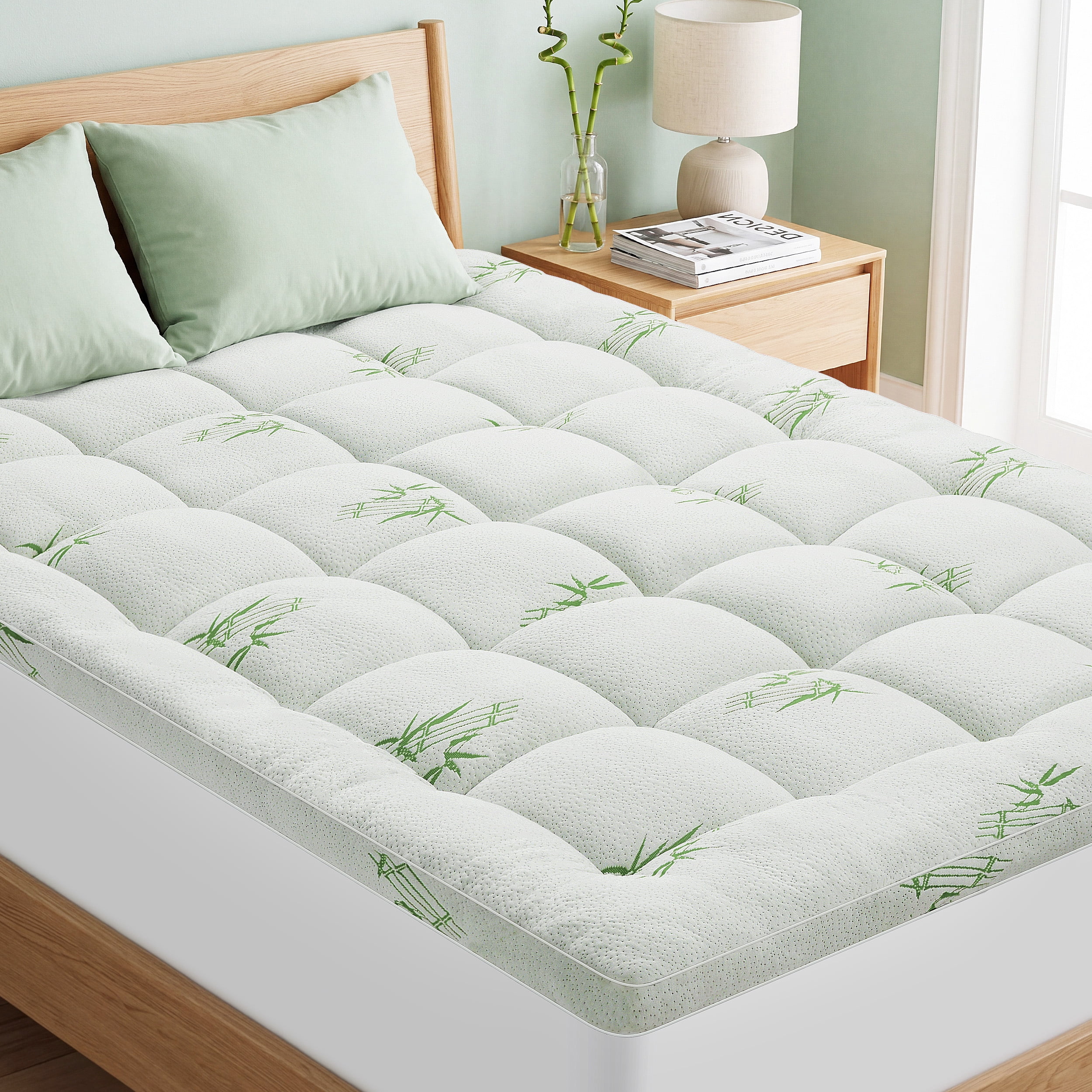 WISHEAD King Mattress Topper, 800GSM Extra Thick Bamboo Mattress Pad ...