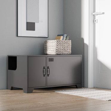 Pefilos 37" Enclosed Litter Box Enclosure Hidden Cat Washroom Bench,Cat ...