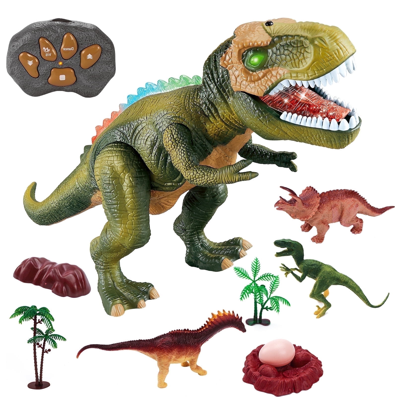 WISHTIME Big Dino Electronic Battery Operated Moving T-Rex Toy with LED ...