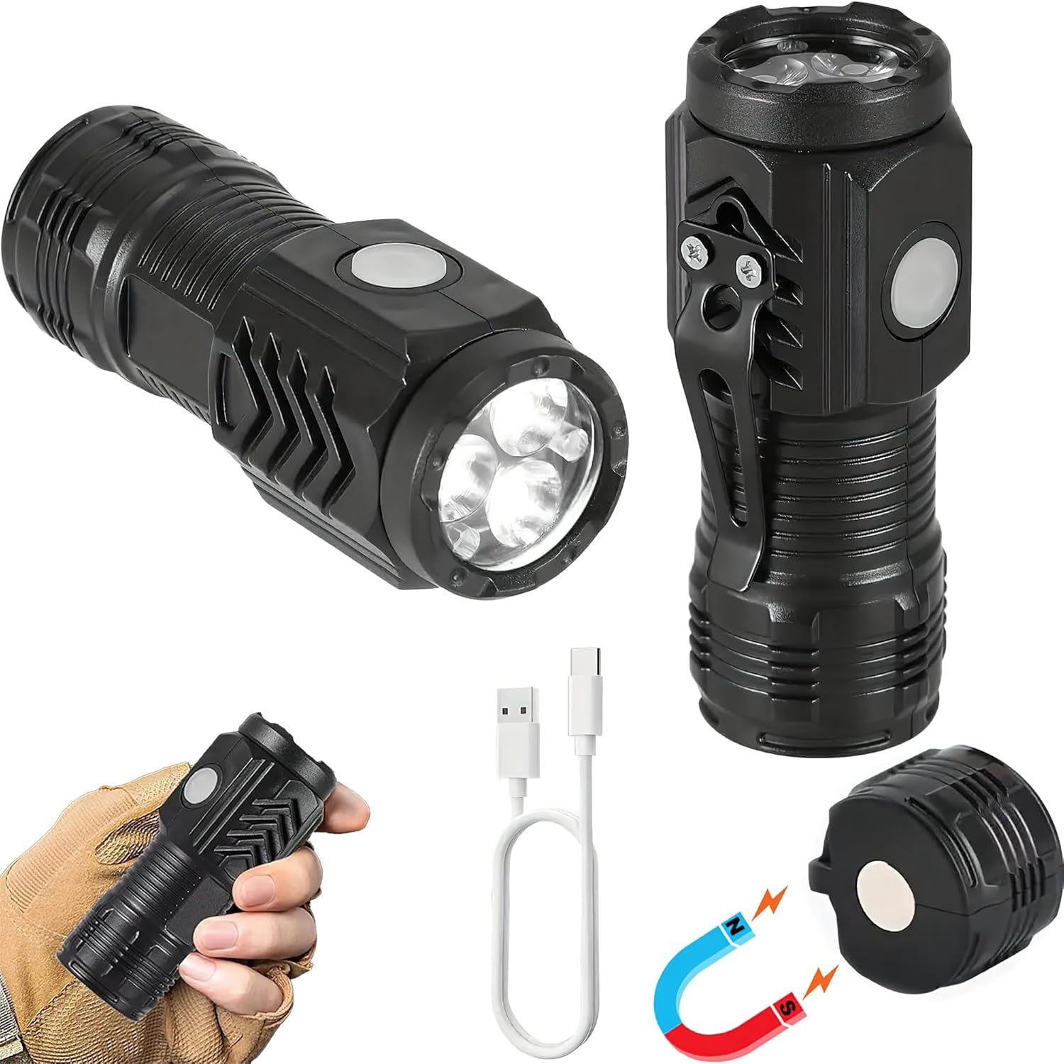 WISKA Mini Torch Camping Light Rechargeable Small LED Lights with Clip ...