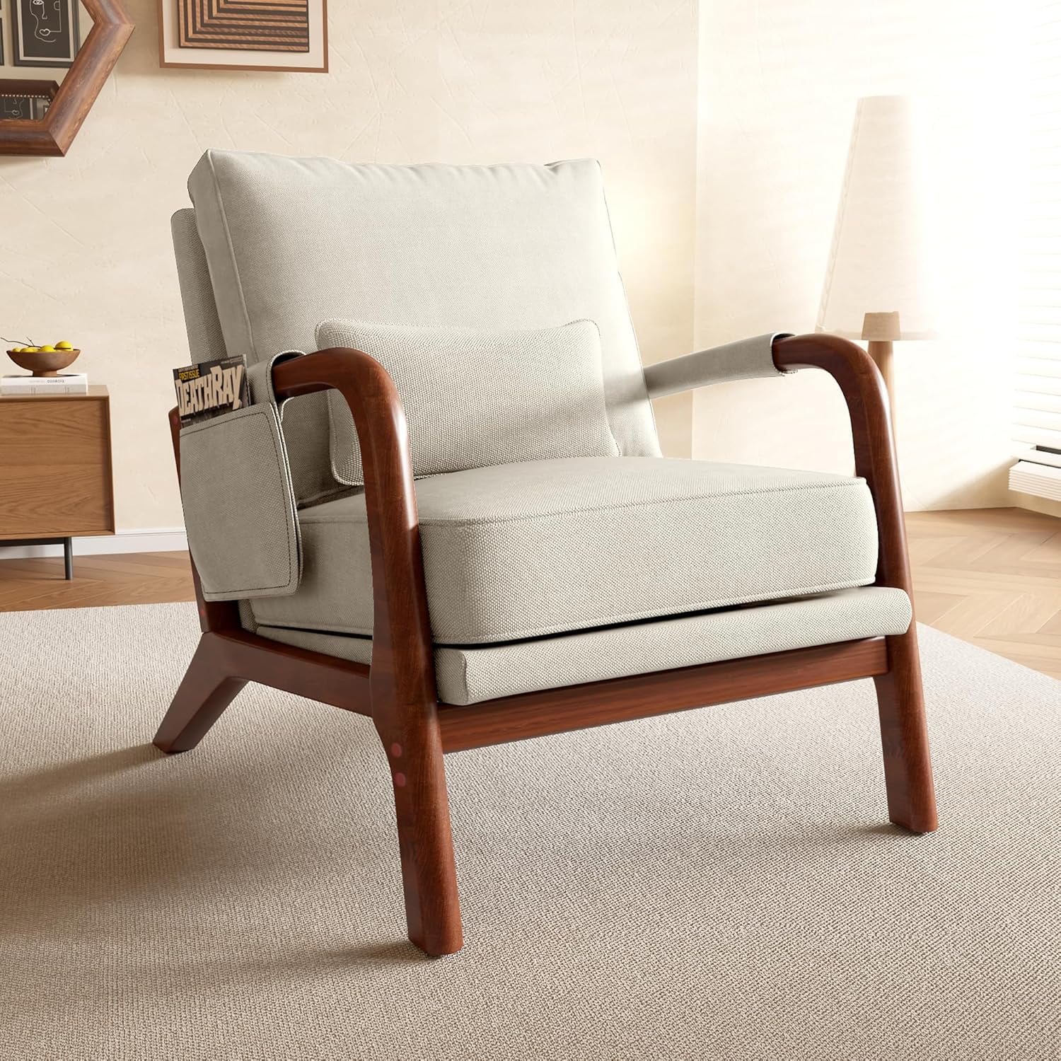WISMESTR Mid Century Modern Chair, Upholstered Lounge Arm Chair with ...