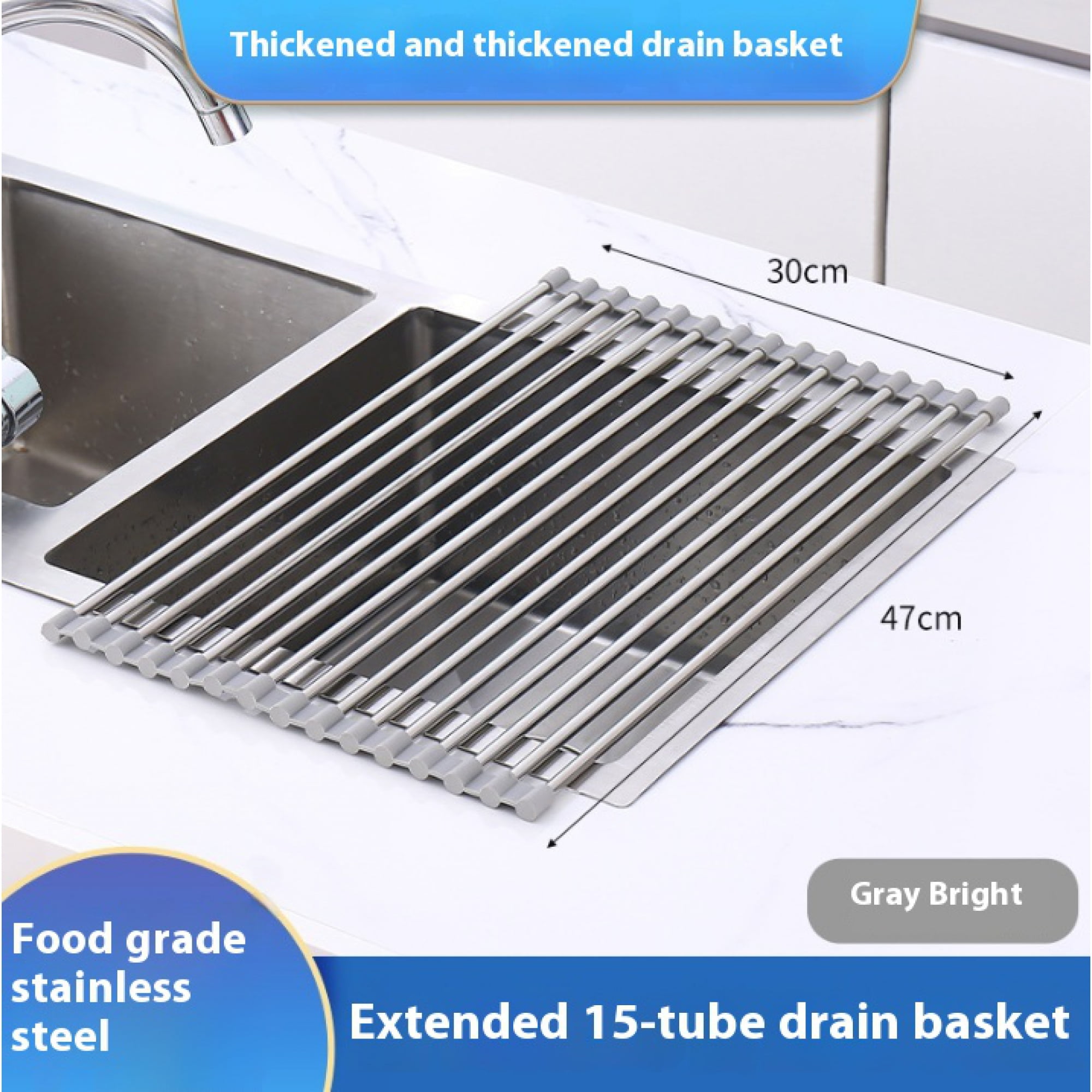 Wisolt Stainless Steel Dish Drying Rack - Gray, Foldable, for Kitchen ...