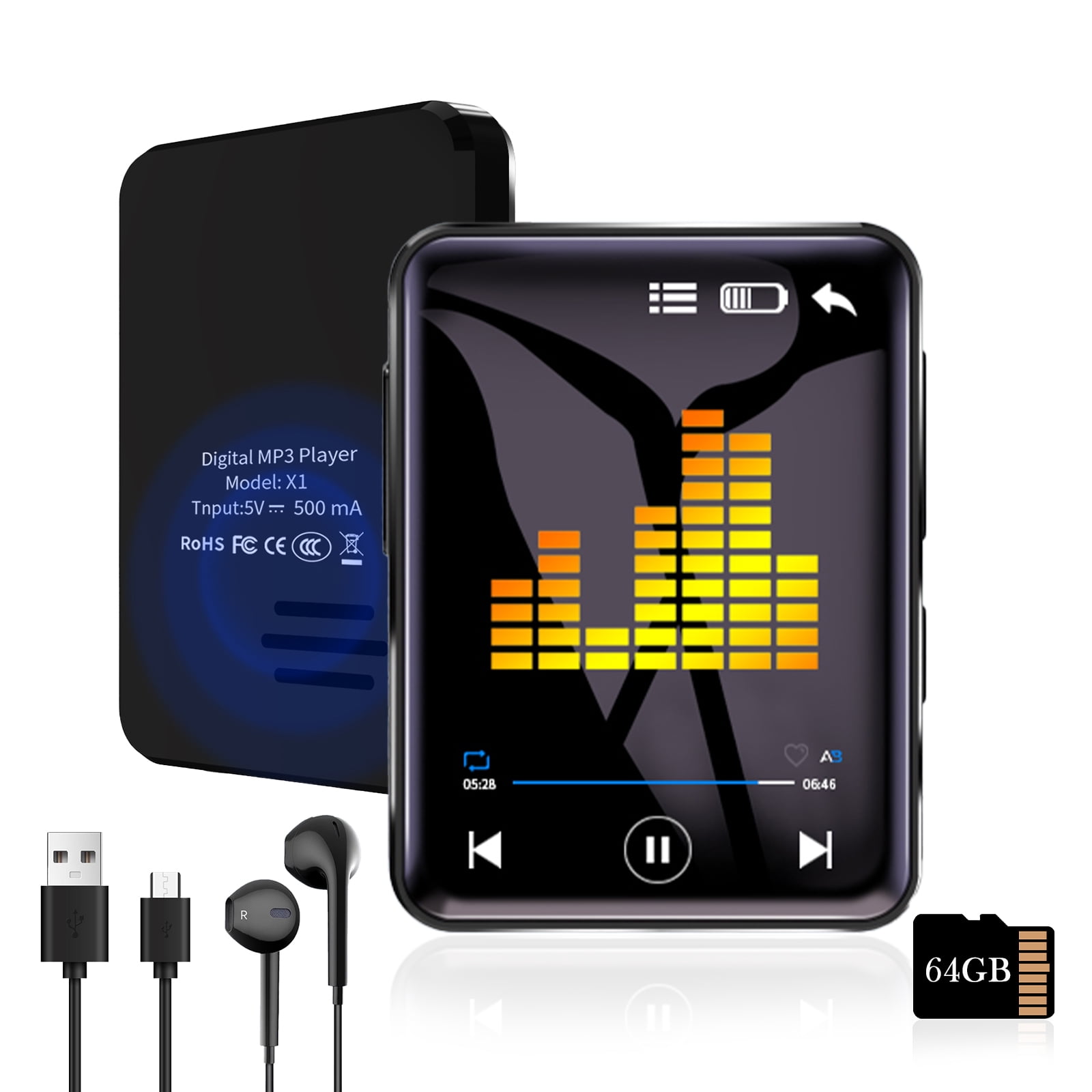 WISTA 64GB MP3/MP4 Player, Mini HIFI, Touch Screen, Bluetooth 4.0, Long ...