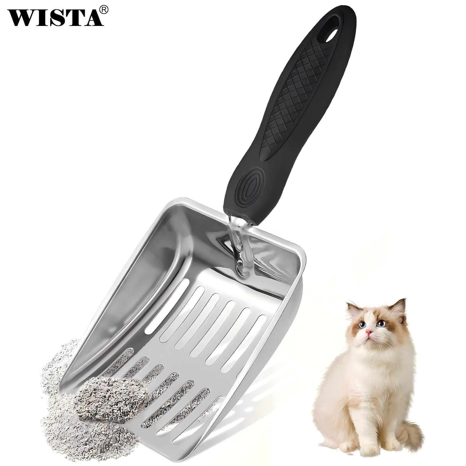 WISTA Stainless Steel Cat Litter Scoop with Holes: Heavy Duty Rust ...