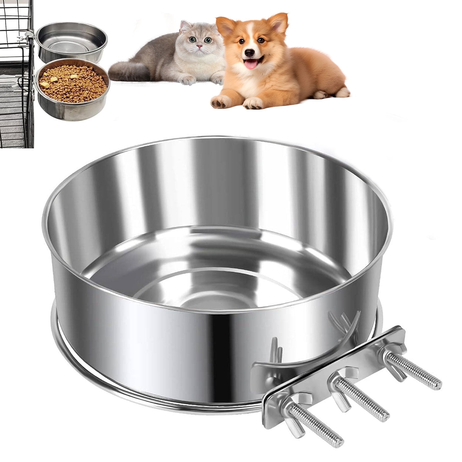 WISTA Stainless Steel Crate Dog Bowl: Non Slip Pet Hanging Food Bowl ...