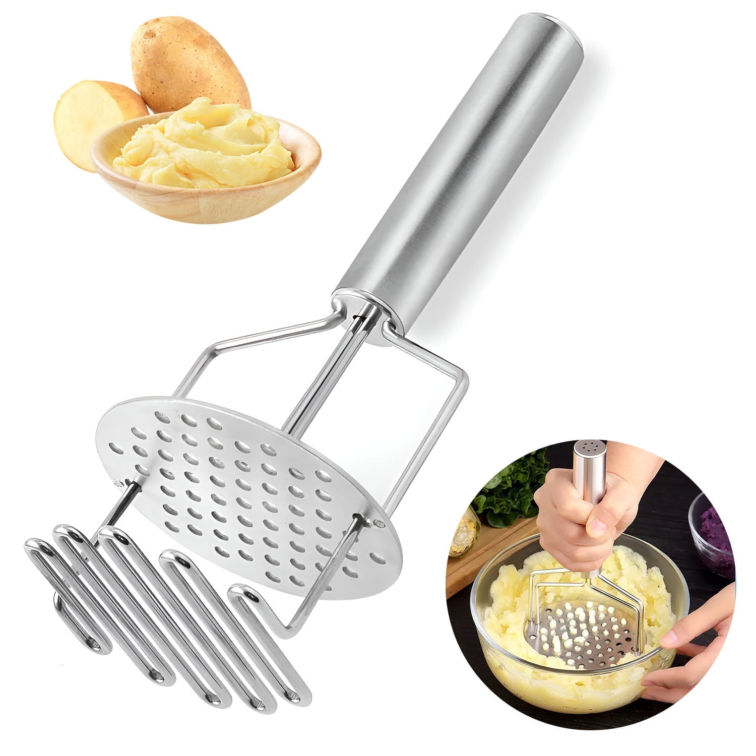 WISTA Stainless Steel Premium Heavy Professional Potato Masher Food ...