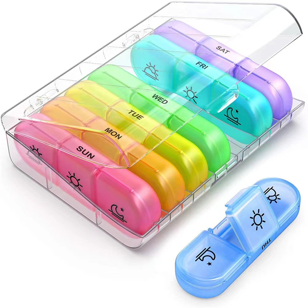 Zzteck Black Deeper and Larger Compartments Pill Box Medicine Organizer ...