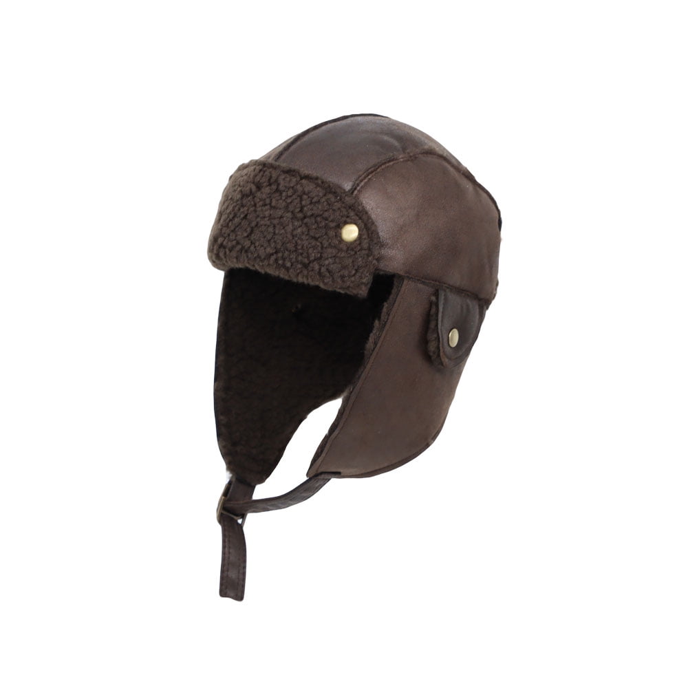 WITHMOONS Bike Motorcycle Trapper Earflap Cap Faux Leather Russian ...