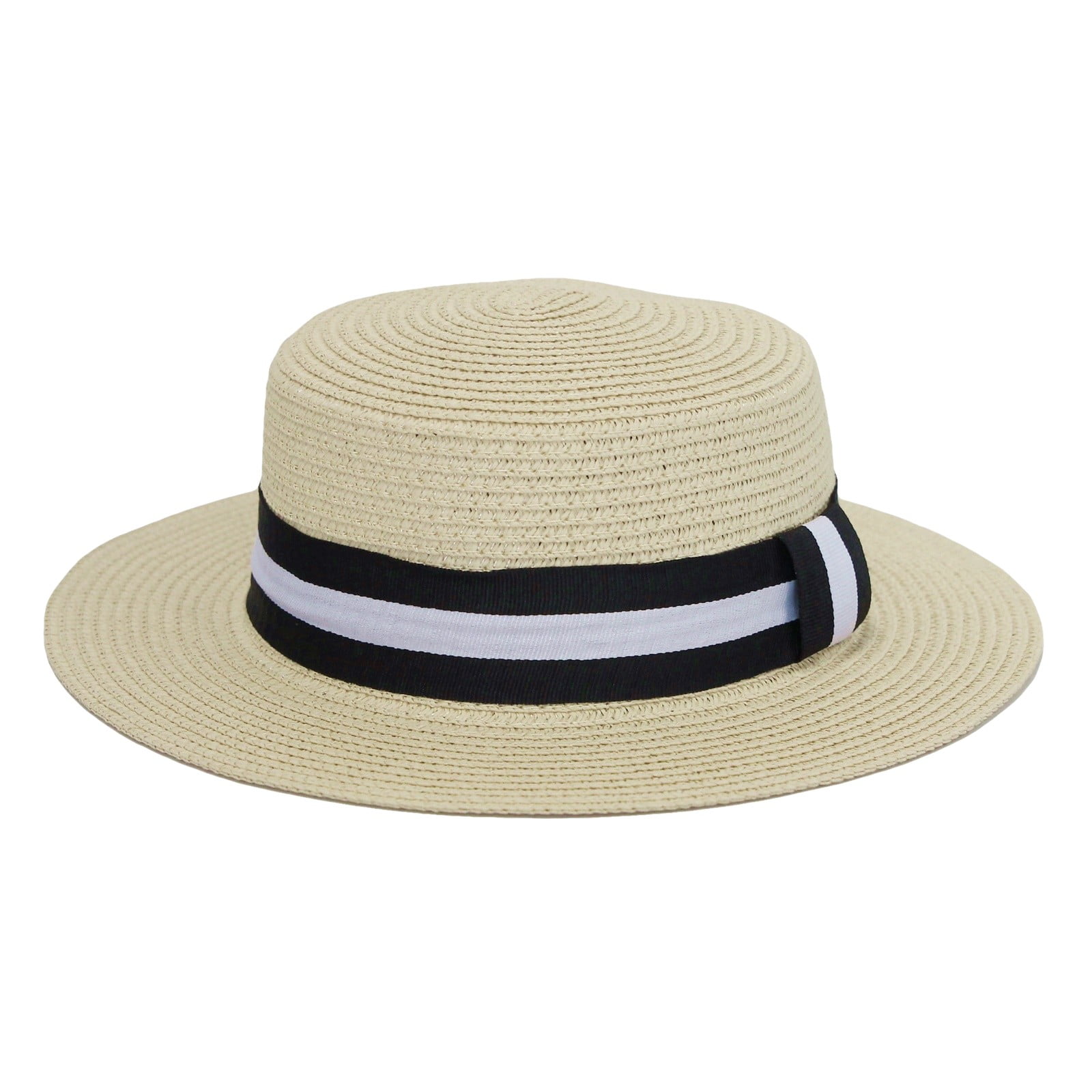 WITHMOONS Boater Skimmer Sailor Straw Amish Hat Banded 1920s QZW0058 ...