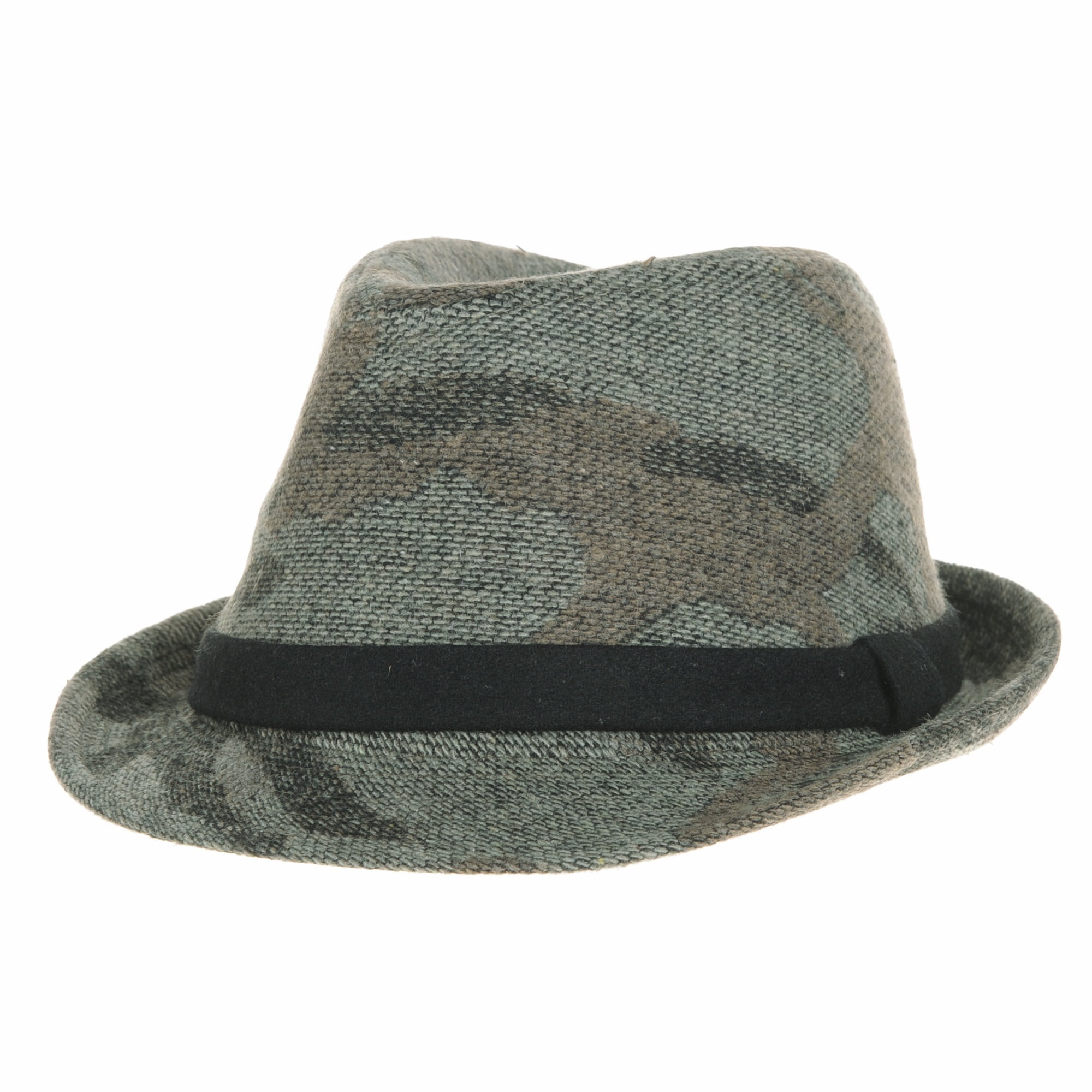 WITHMOONS Camouflage Fedora Hat Wool Felt Trilby Banded SL6450 (Green ...