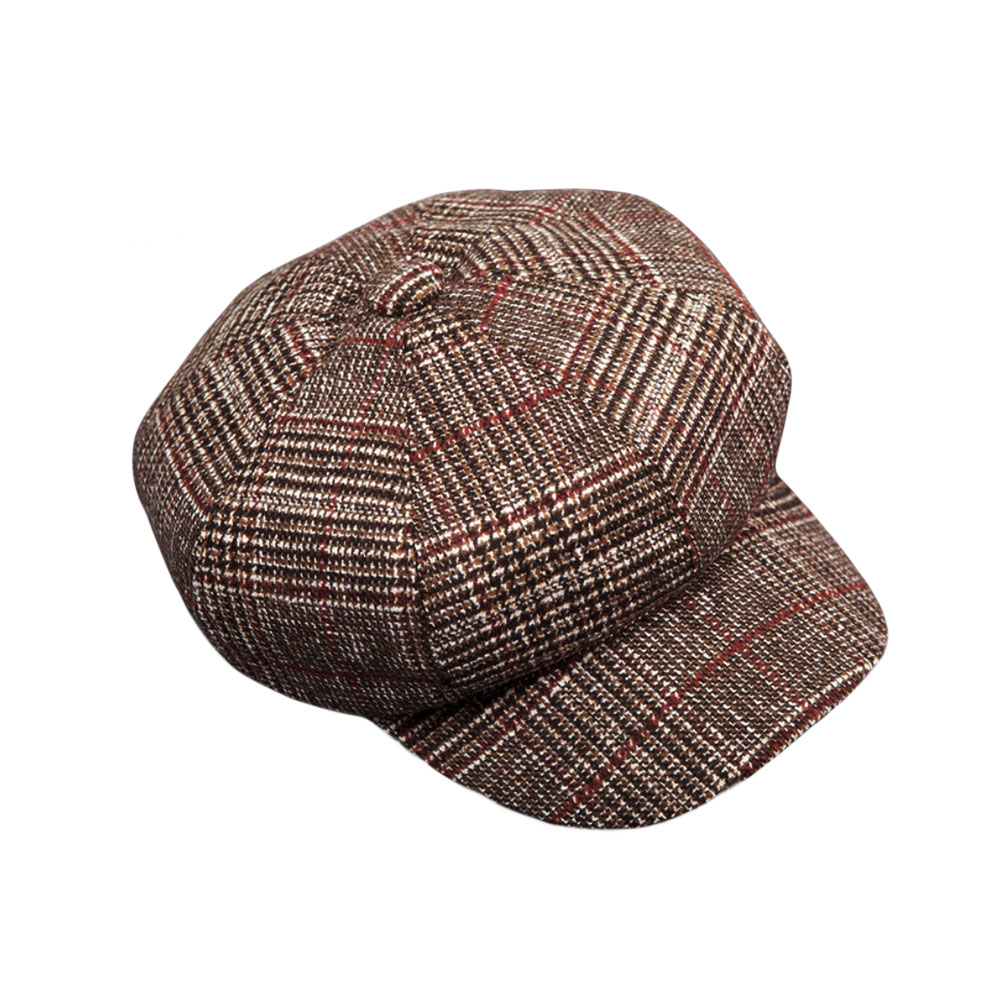 WITHMOONS Check Cotton Octagonal Hat Newsboy Beret Cap Baker Boy Flat ...