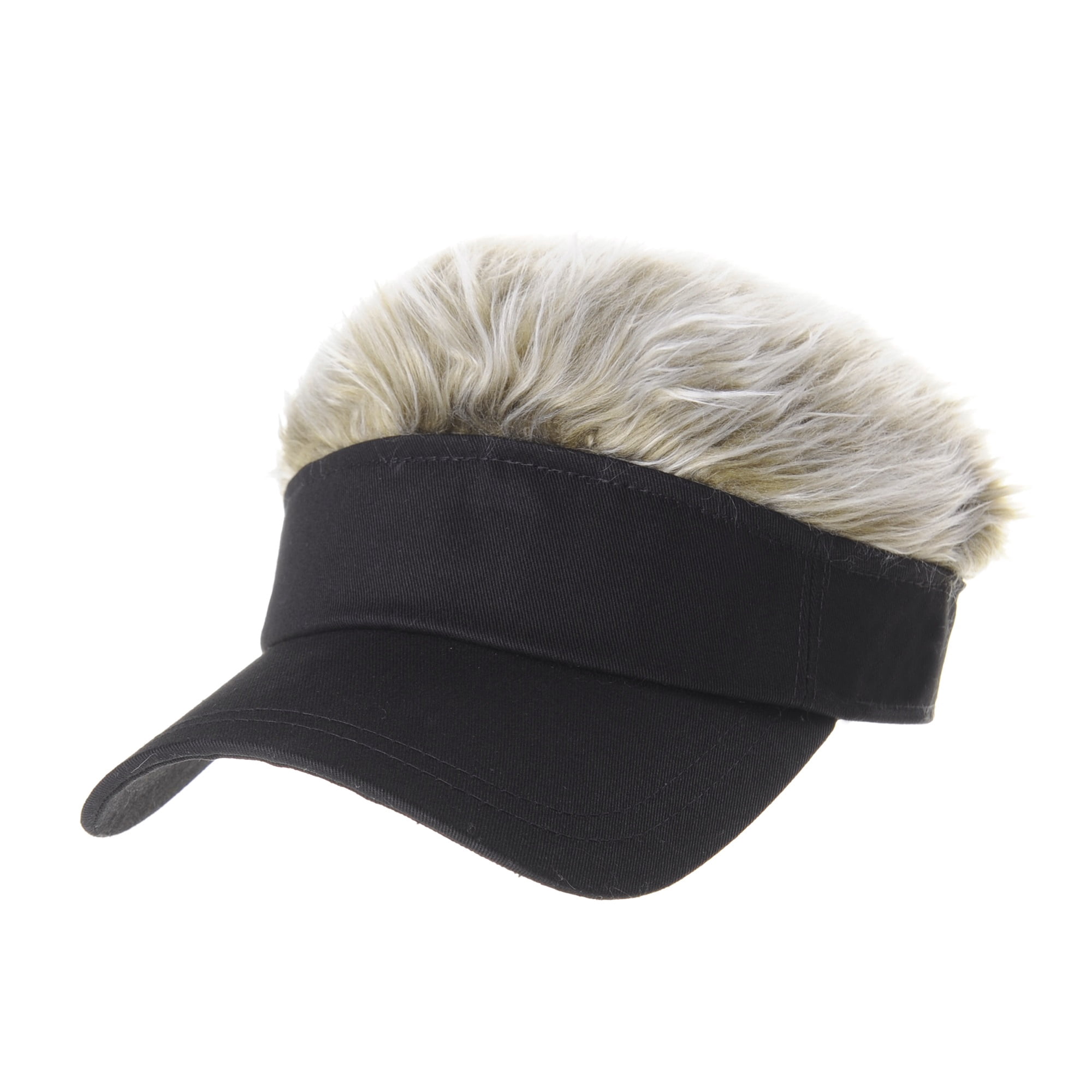 WITHMOONS Flair Hair Sun Visor Cap with Fake Hair Wig Novelty KR1588 ...