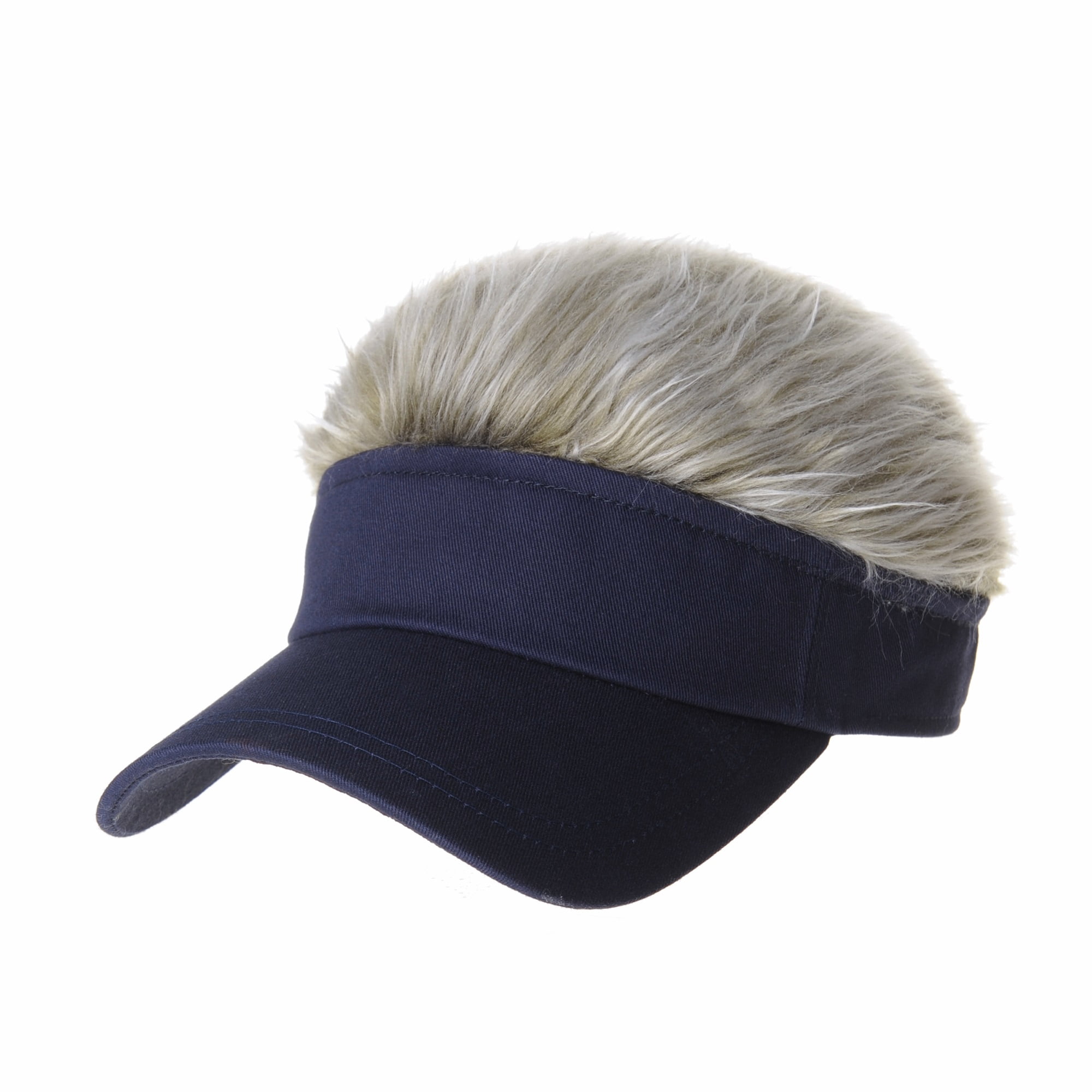 WITHMOONS Flair Hair Sun Visor Cap with Fake Hair Wig Novelty KR1588 ...